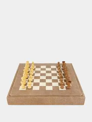 HECTOR SAXE PARIS Alligator Vison Chess Box - Brown