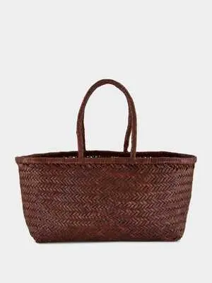Dragon Diffusion Triple Jump Big Woven Leather Tote - Brown