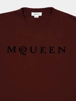 Alexander McQueen Madder Flocked Logo T-shirt - Burgundy