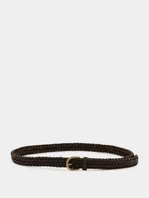 Dragon Diffusion Braided Leather Polo Tip Belt - Brown