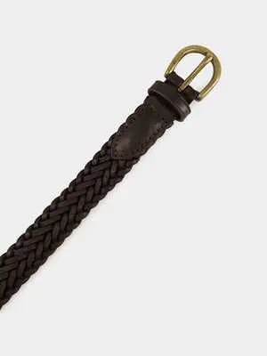 Dragon Diffusion Braided Leather Polo Tip Belt - Brown