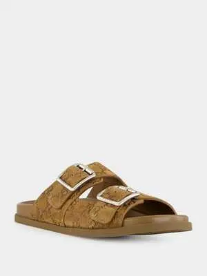 Gucci Gg Suede Double Buckle Sandals