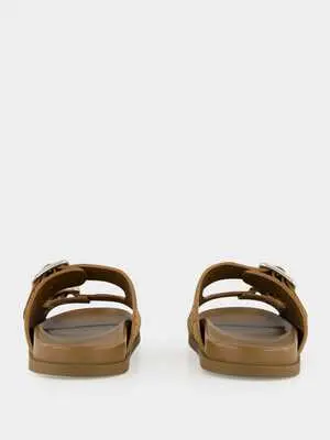 Gucci Gg Suede Double Buckle Sandals