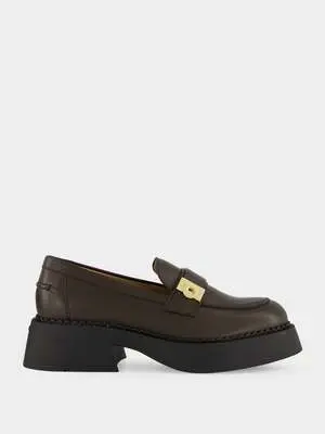 FERRAGAMO Caminia Chunky Leather Loafers - Brown