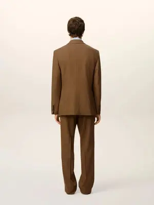 AMI Paris Wool Twill Double-breasted Jacket - Brown