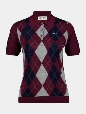 Miu Miu Argyle Wool Polo Shirt