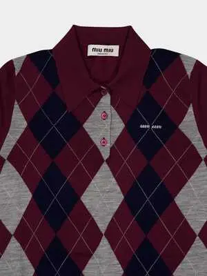 Miu Miu Argyle Wool Polo Shirt