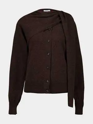 FERRAGAMO Swedish Clay Mélange Wool Cardigan - Brown
