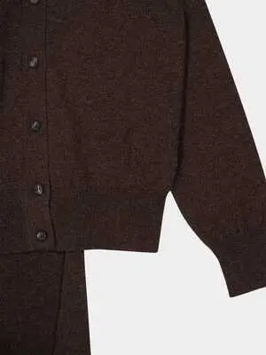 FERRAGAMO Swedish Clay Mélange Wool Cardigan - Brown