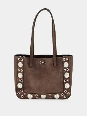 Valentino Garavani Nellcôte Mini Suede Shopper - Brown