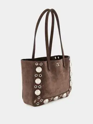 Valentino Garavani Nellcôte Mini Suede Shopper - Brown