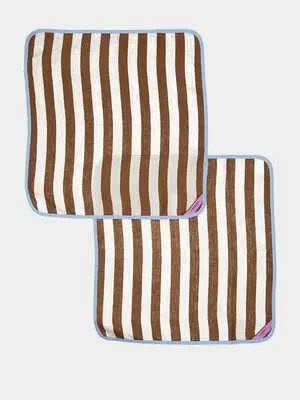 La DoubleJ Riviera Large Napkins Set Of 2 - Brown