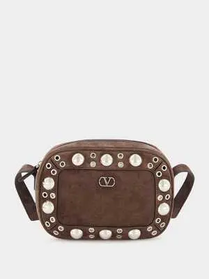 Valentino Garavani Nellcôte Suede Crossbody Bag With Studs - Brown
