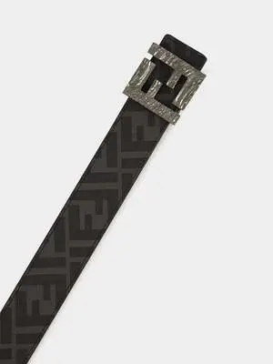 Fendi Leather & Ff Canvas Reversible Belt - Brown