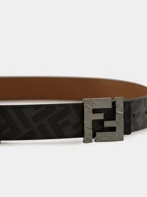 Fendi Leather & Ff Canvas Reversible Belt - Brown