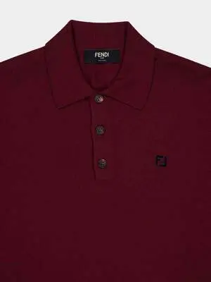 Fendi Wool Long-sleeve Polo - Burgundy