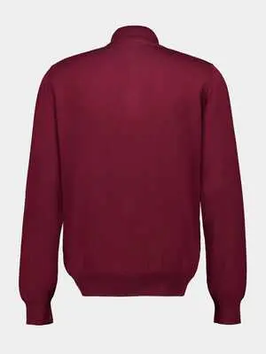 Fendi Wool Long-sleeve Polo - Burgundy