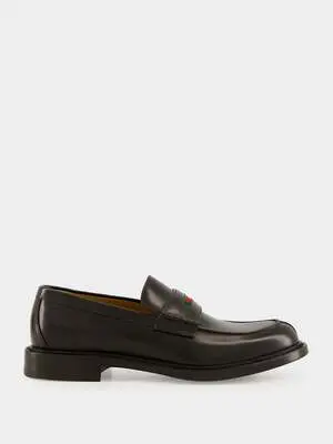 Gucci Leather Loafers With Web Detail - Brown