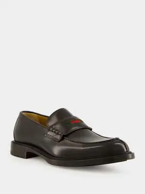 Gucci Leather Loafers With Web Detail - Brown