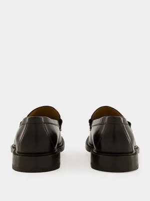 Gucci Leather Loafers With Web Detail - Brown