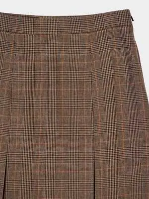 Saint Laurent Roux Midi Skirt In Prince Of Wales Wool - Brown