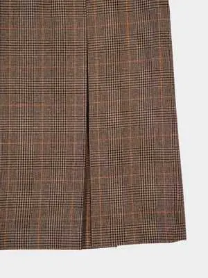 Saint Laurent Roux Midi Skirt In Prince Of Wales Wool - Brown
