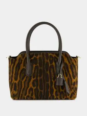 TOM FORD Ocelot-print Suede Top Handle Bag - Brown