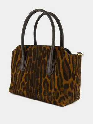 TOM FORD Ocelot-print Suede Top Handle Bag - Brown