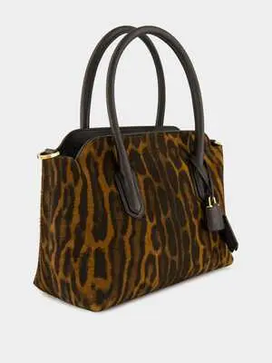 TOM FORD Ocelot-print Suede Top Handle Bag - Brown