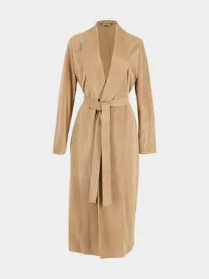 Fendi Suede Wrap Coat - Brown