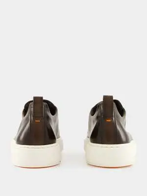 Santoni Leather Slip-on Sneakers - Brown