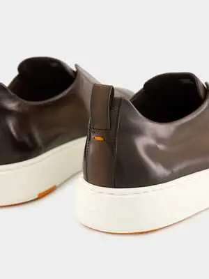Santoni Leather Slip-on Sneakers - Brown