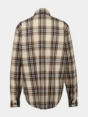 Saint Laurent Brighton Checks Cassandre Lavallière Shirt - Brown