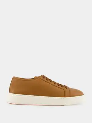 Santoni Light Tumbled Leather Sneakers - Brown
