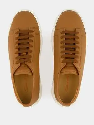 Santoni Light Tumbled Leather Sneakers - Brown
