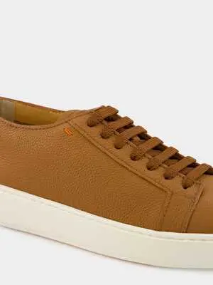 Santoni Light Tumbled Leather Sneakers - Brown