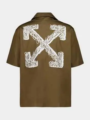 Off-White Beech White Scribble Arrow Cotton Shirt - Brown