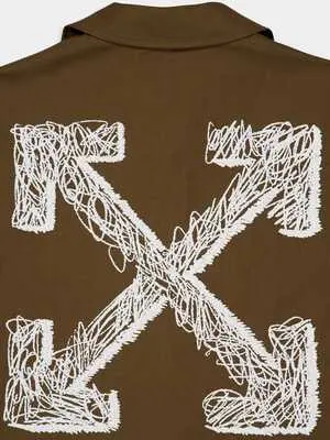 Off-White Beech White Scribble Arrow Cotton Shirt - Brown
