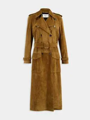 Saint Laurent Suede Double-breasted Trench Coat