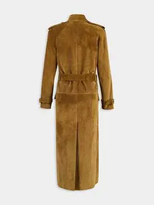 Saint Laurent Suede Double-breasted Trench Coat