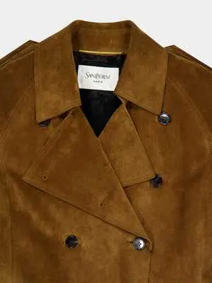 Saint Laurent Suede Double-breasted Trench Coat