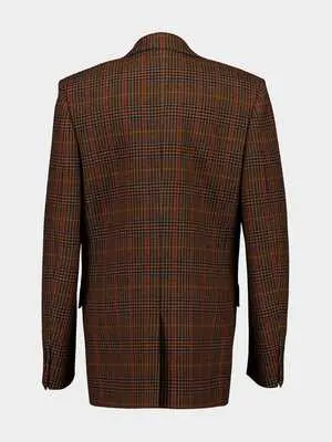 Saint Laurent Wool Check Jacket - Brown