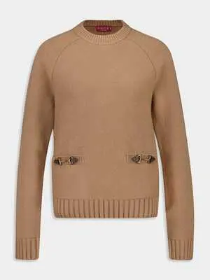 Gucci Wool-cashmere Crewneck Pullover - Brown
