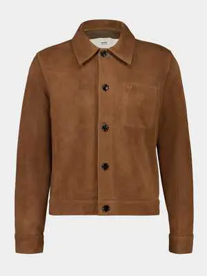 AMI Paris Suede Buttoned Jacket - Brown