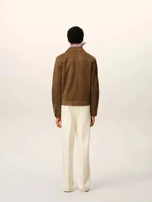 AMI Paris Suede Buttoned Jacket - Brown