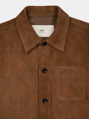 AMI Paris Suede Buttoned Jacket - Brown