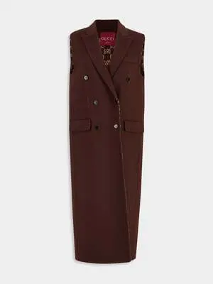 Gucci Long Gg Double Wool Gilet - Brown