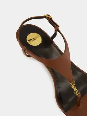 Saint Laurent Cassandra Mid-heel Sandals - Brown