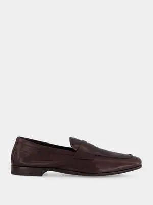 Prada Dark Leather Loafers - Brown