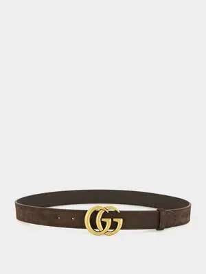 Gucci GG Marmont Suede Belt Brown